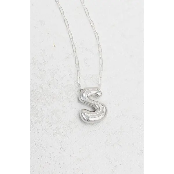 EMERSON & OLIVER Paperclip Chain Necklace With Letter Charm - Silver - S