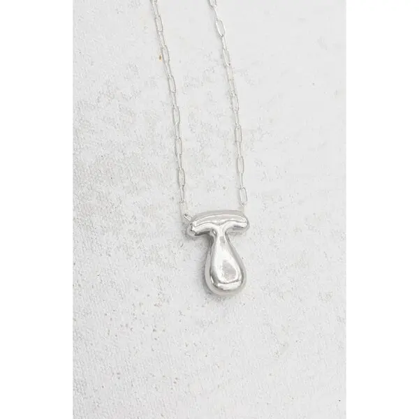 EMERSON & OLIVER Paperclip Chain Necklace With Letter Charm - Silver - T