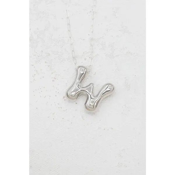 EMERSON & OLIVER Paperclip Chain Necklace With Letter Charm - Silver - W