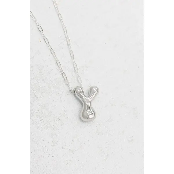 EMERSON & OLIVER Paperclip Chain Necklace With Letter Charm - Silver - Y