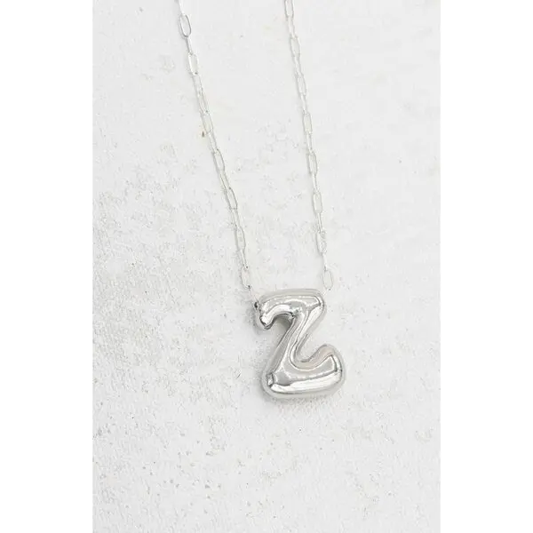 EMERSON & OLIVER Paperclip Chain Necklace With Letter Charm - Silver - Z