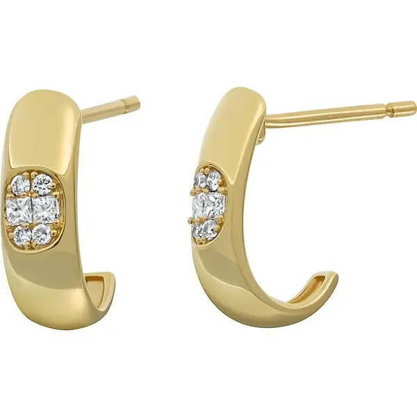 Bony Levy Mika Oval Diamond Cluster Hoop Earrings - 18k Yellow Gold
