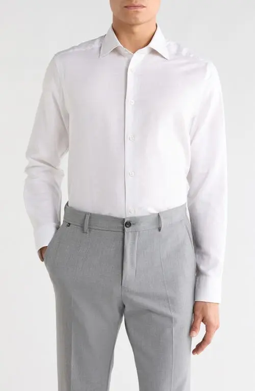 JACK VICTOR Danforth Stretch Cotton & Linen Blend Dress Shirt - Sand