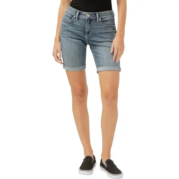 SILVER JEANS CO. Elyse Curvy Denim Bermuda Shorts