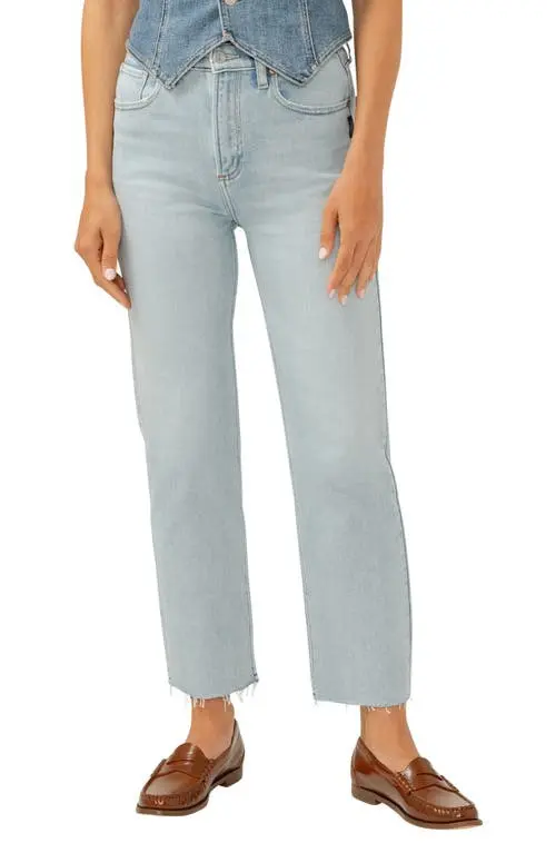 SILVER JEANS CO. High-rise Straight Leg Jeans With Raw Hem