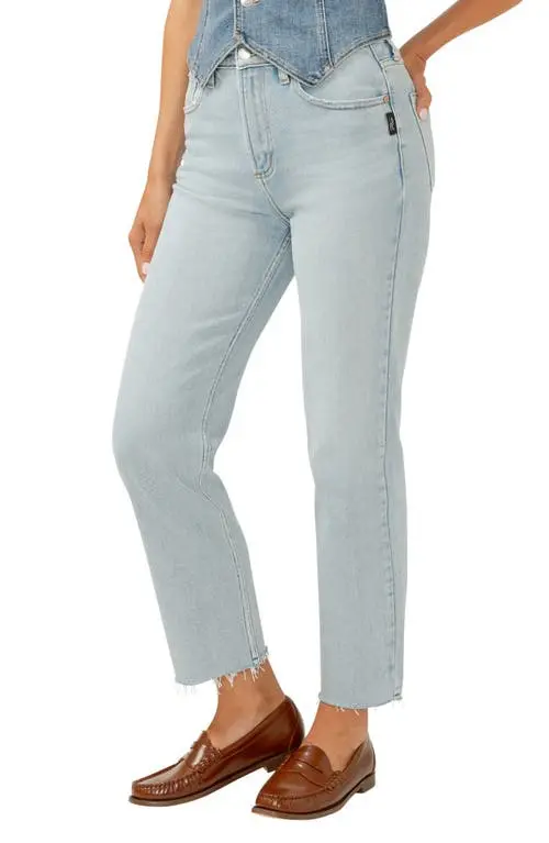 SILVER JEANS CO. High-rise Straight Leg Jeans With Raw Hem