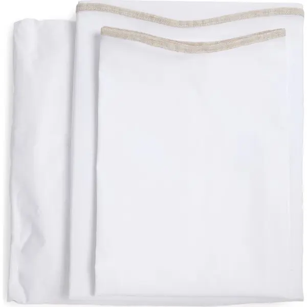 POM POM AT HOME Skylar Set Of 2 Cotton Percale Pillowcases - White/ Flax