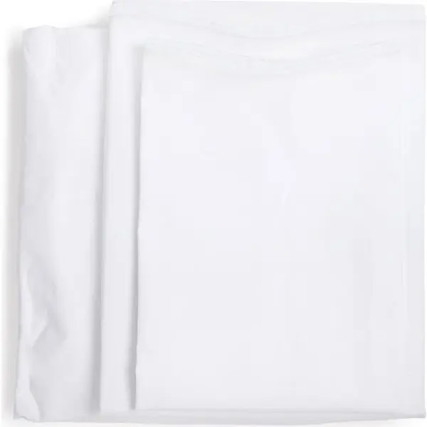 POM POM AT HOME Skylar Set Of 2 Cotton Percale Pillowcases - White/ White