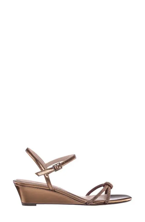 Nina Valeria Ankle Strap Wedge Sandal - Bronze