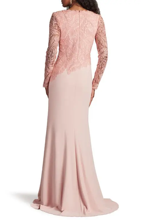 Tadashi Shoji Embroidered Leaf Print Gown
