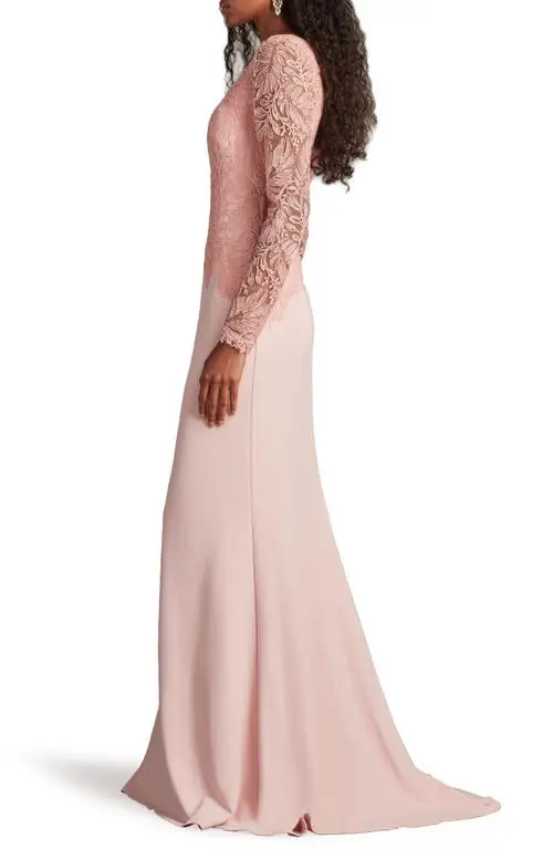 Tadashi Shoji Embroidered Leaf Print Gown