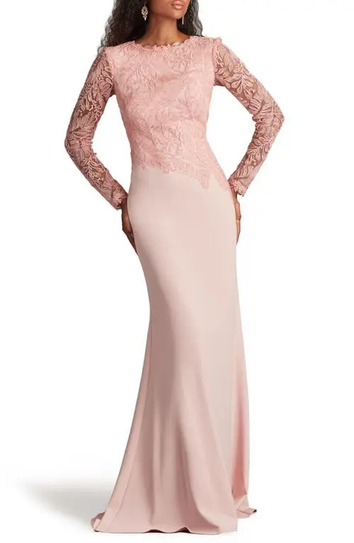 Tadashi Shoji Embroidered Leaf Print Gown