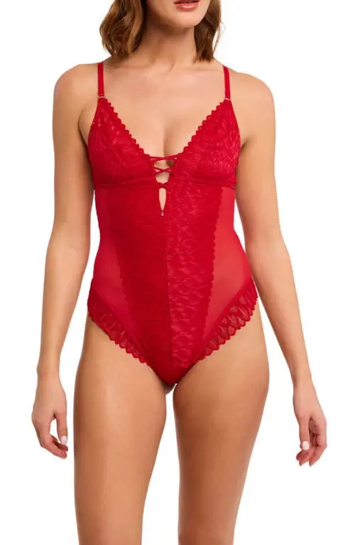 MONTELLE INTIMATES Lacy Teddy - Sweet Red