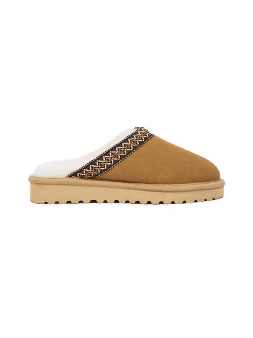 CELTIC & CO. Braid Trim Shearling Slippers