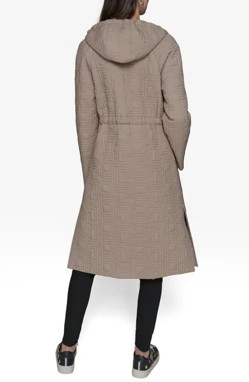 Karl Lagerfeld Paris Double L Quilted Coat - Sand
