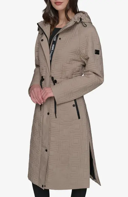 Karl Lagerfeld Paris Double L Quilted Coat - Sand