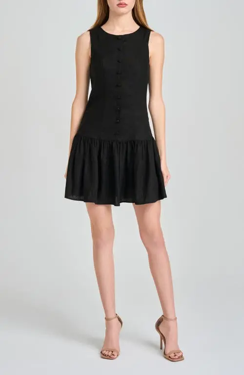 WAYF Martini Linen Blend Minidress - Black