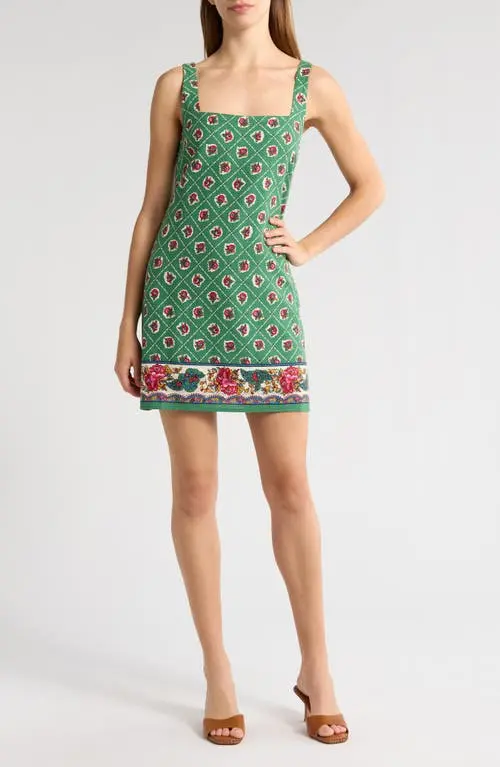 Wayf Eden Print Sleeveless Linen Blend Minidress In Green Scarf - 50% Off |  Editorialist