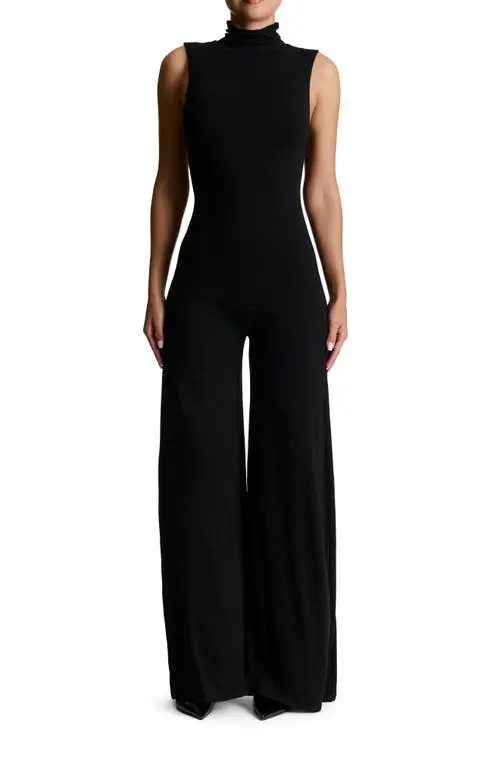 Naked Wardrobe Scrunch Neck Straight Leg Jumpsuit - Black