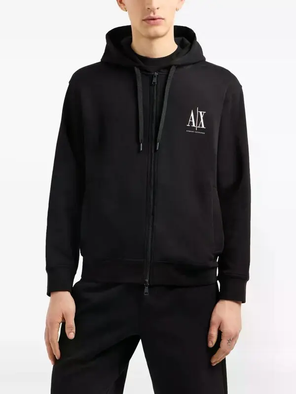 Armani Exchange Zip-up Hoodie - Black