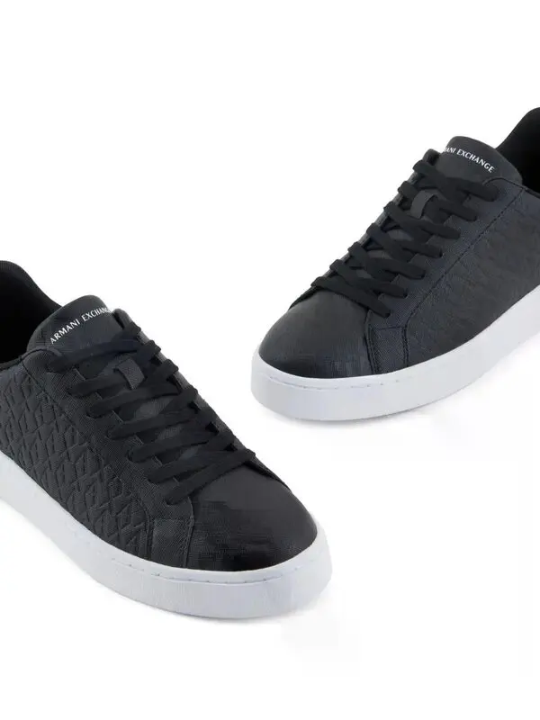 Armani Exchange Monogram-debossed Sneakers - Black