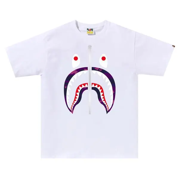 A BATHING APE Color Camo Shark Tee - White