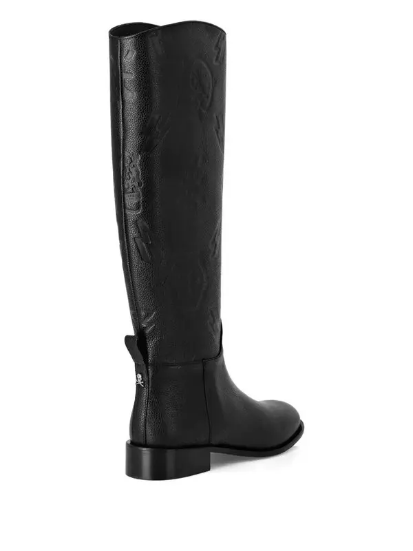 Philipp Plein Monogram-debossed Leather Boots