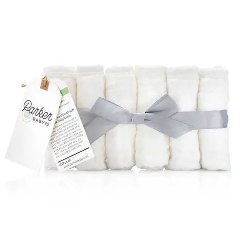 PARKER BABY CO. Muslin Cotton Baby Washcloths6 Pack - White