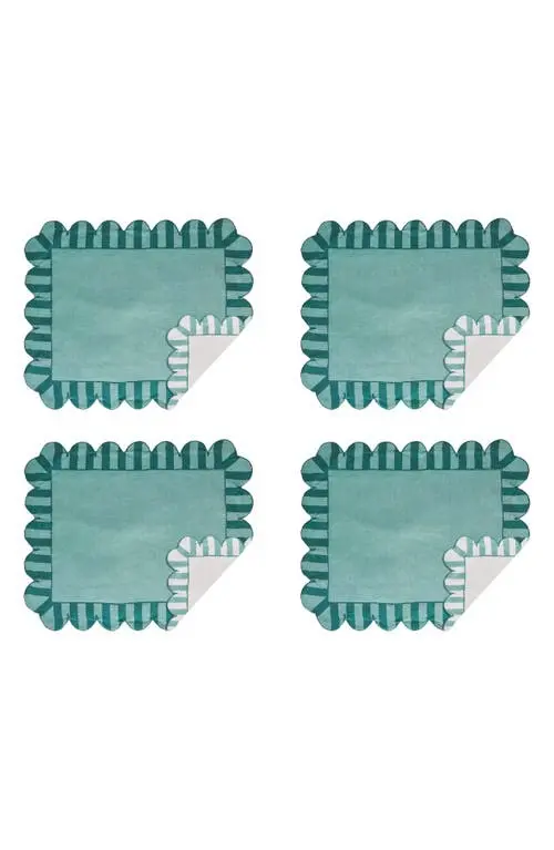 MISETTE Set Of 4 Scalloped Linen Placemats - Green