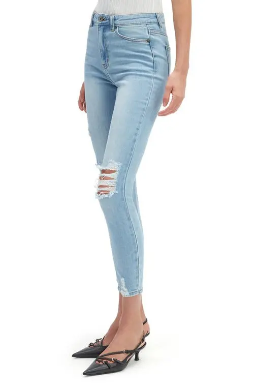 Bardot Khloe Ripped High-rise Skinny Jeans - Mid Blue
