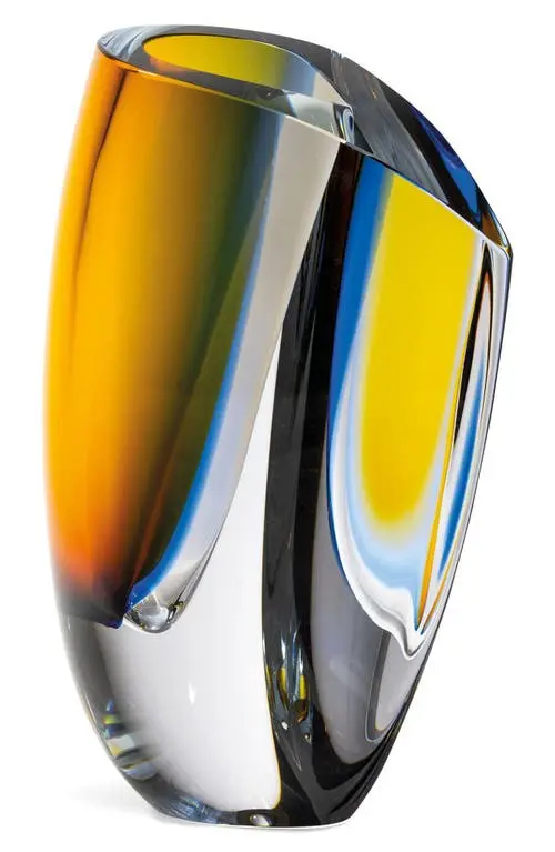 KOSTA BODA Mirage Extralarge Vase - Multi Blue/ Amber