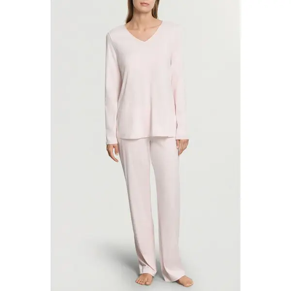 Hanro Cotton & Silk Long Sleeve Pajamas - Honeydew