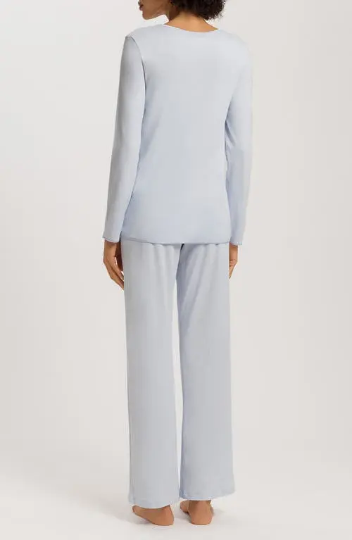Hanro Long Sleeve Cotton Jersey Pajamas - Powder Blue