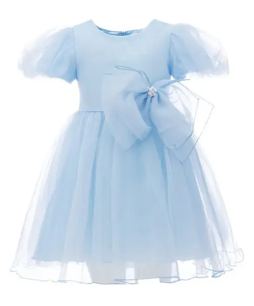 TULLEEN Bow Organza Dress - Blue