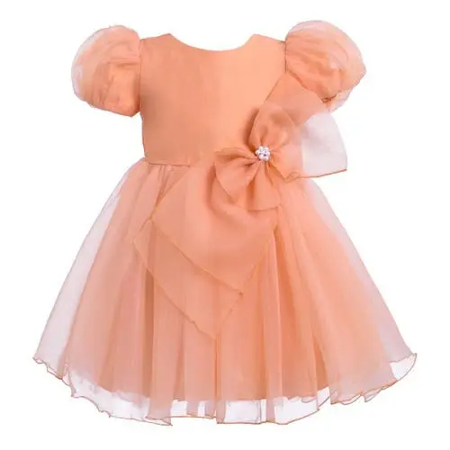 TULLEEN Bow Organza Dress - Peach