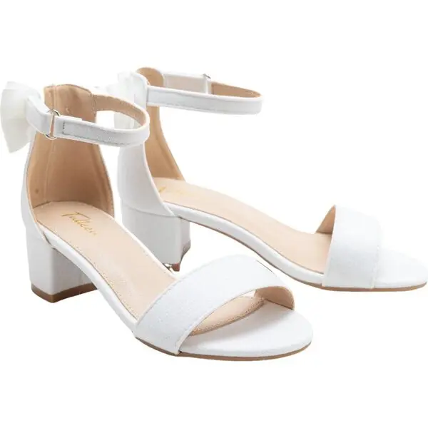 TULLEEN Glitter Banded Block Heel Sandals - White