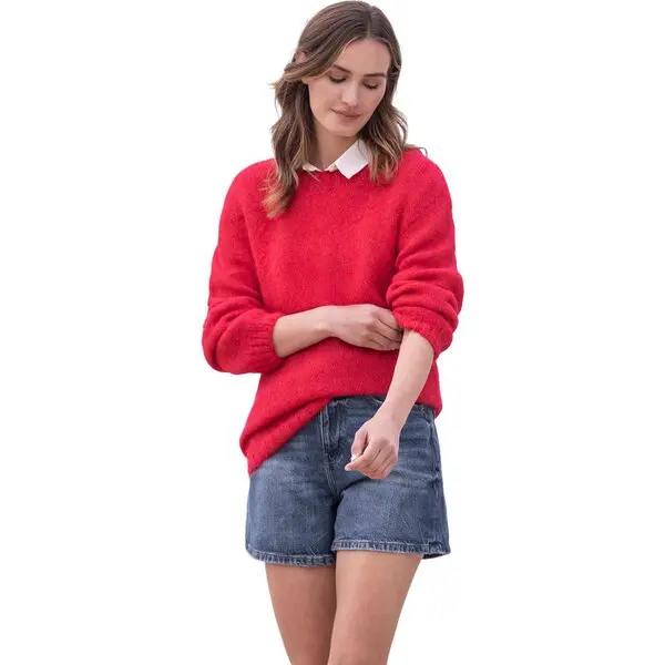 CELTIC & CO. Alpaca Cotton Slouch Sweater - Raspberry