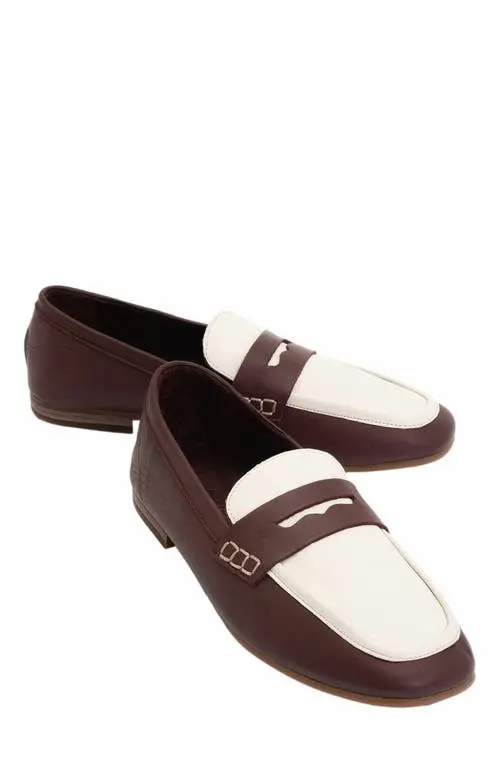 FOREVER & ALWAYS SHOES Skye Leather Loafers - Brown White Leather