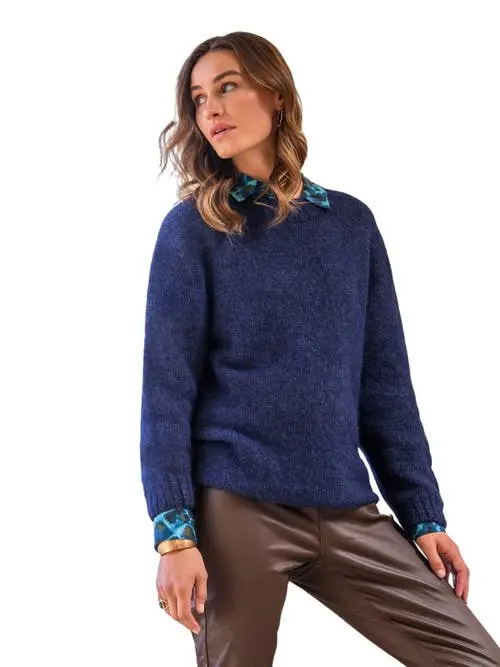 CELTIC & CO. Alpaca Blend Slouch Sweater - Navy
