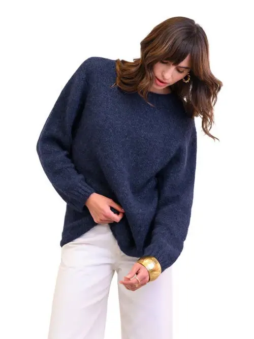 CELTIC & CO. Alpaca Blend Slouch Sweater - Navy