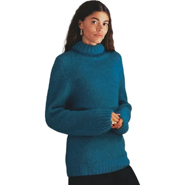 CELTIC & CO. Alpaca & Cotton Turtleneck Sweater - Deep Icelandic Blue