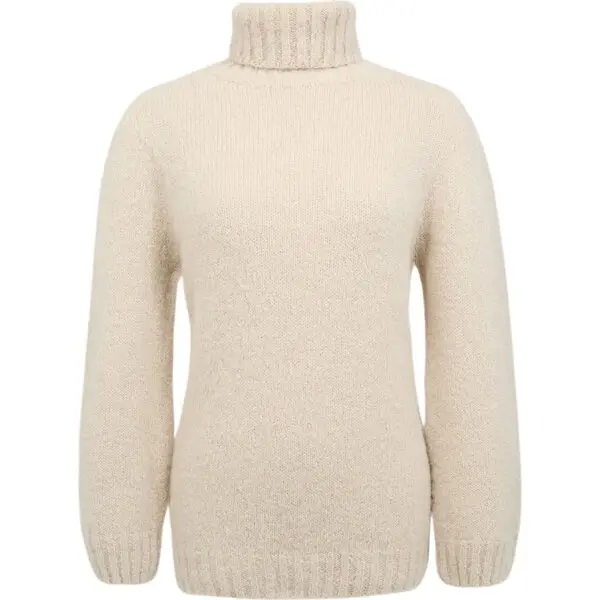 CELTIC & CO. Alpaca Cotton Slouch Turtleneck Sweater - Oatmeal