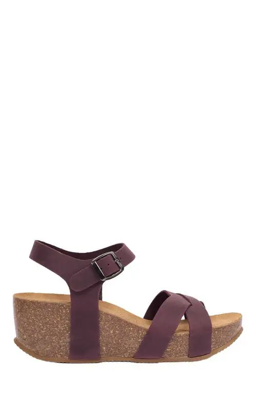 CELTIC & CO. Crossover Wedge Sandals - Damson