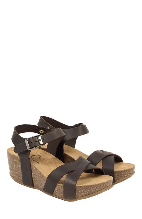 CELTIC & CO. Crossover Wedge Sandals - Ebony