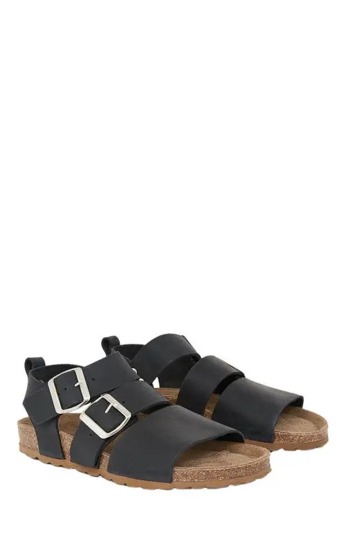 CELTIC & CO. Triple Strap Leather Sandals - Navy