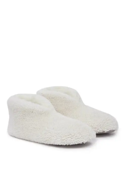 CELTIC & CO. Teddy Shearling Soft Sole Bootee Slippers - Ecru