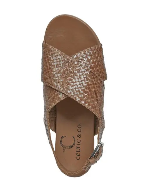 CELTIC & CO. Leather Woven Crossover Sandal - Brown