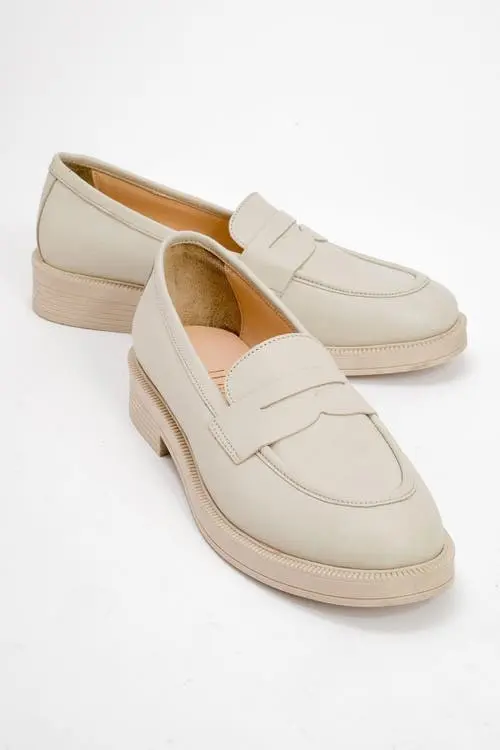 FOREVER & ALWAYS SHOES Bree Platform Penny Leather Loafer - White Leather