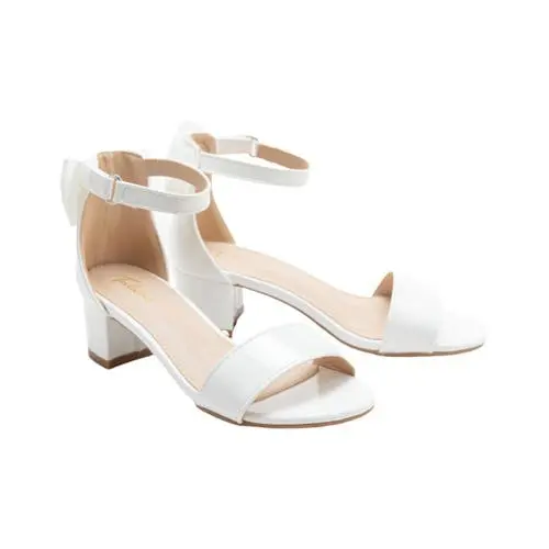 TULLEEN Patent Banded Block Heel Sandals - White