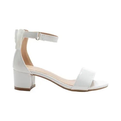 TULLEEN Patent Banded Block Heel Sandals - White